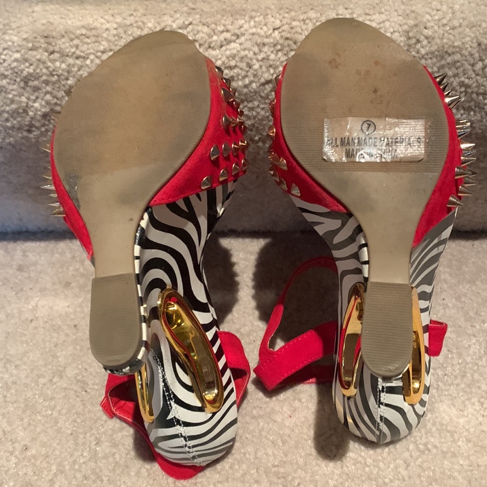 Super Sexy Red Spike Studded Anti Gravity Zebra Print… - Gem